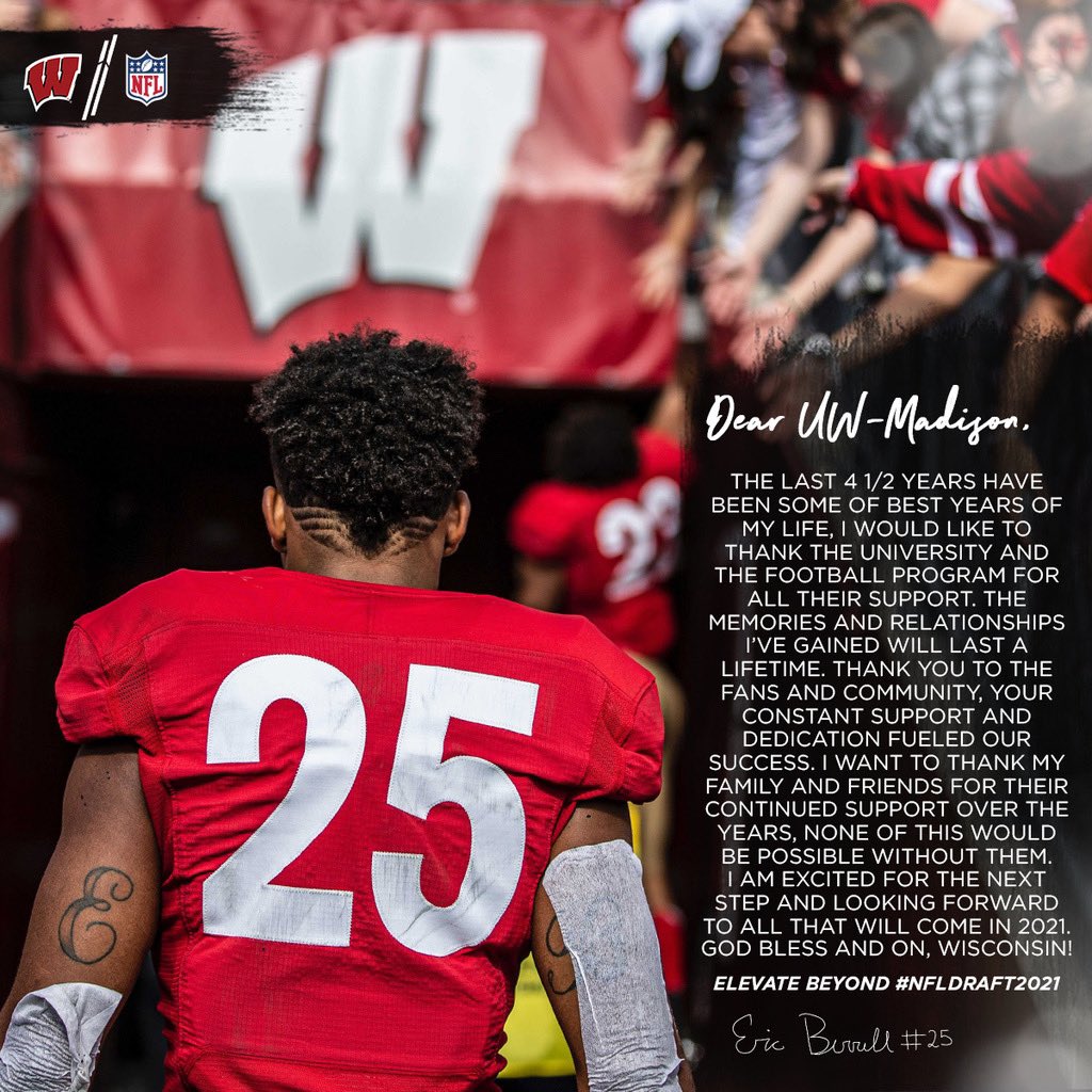 Wisconsin S Eric Burrell has declared for the NFL Draft : r/CFB
