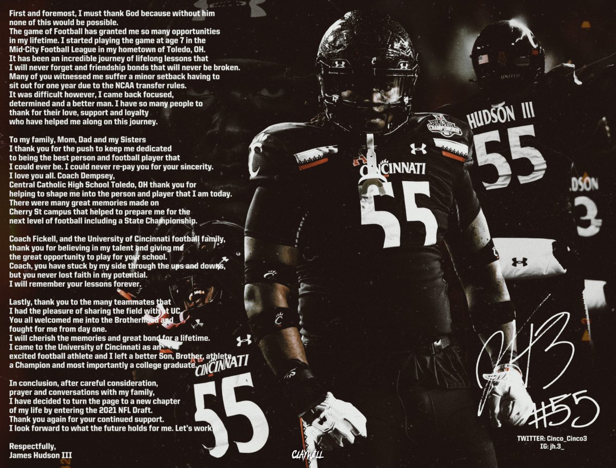 Cincinnati LT James Hudson declares for NFL draft : r/CFB