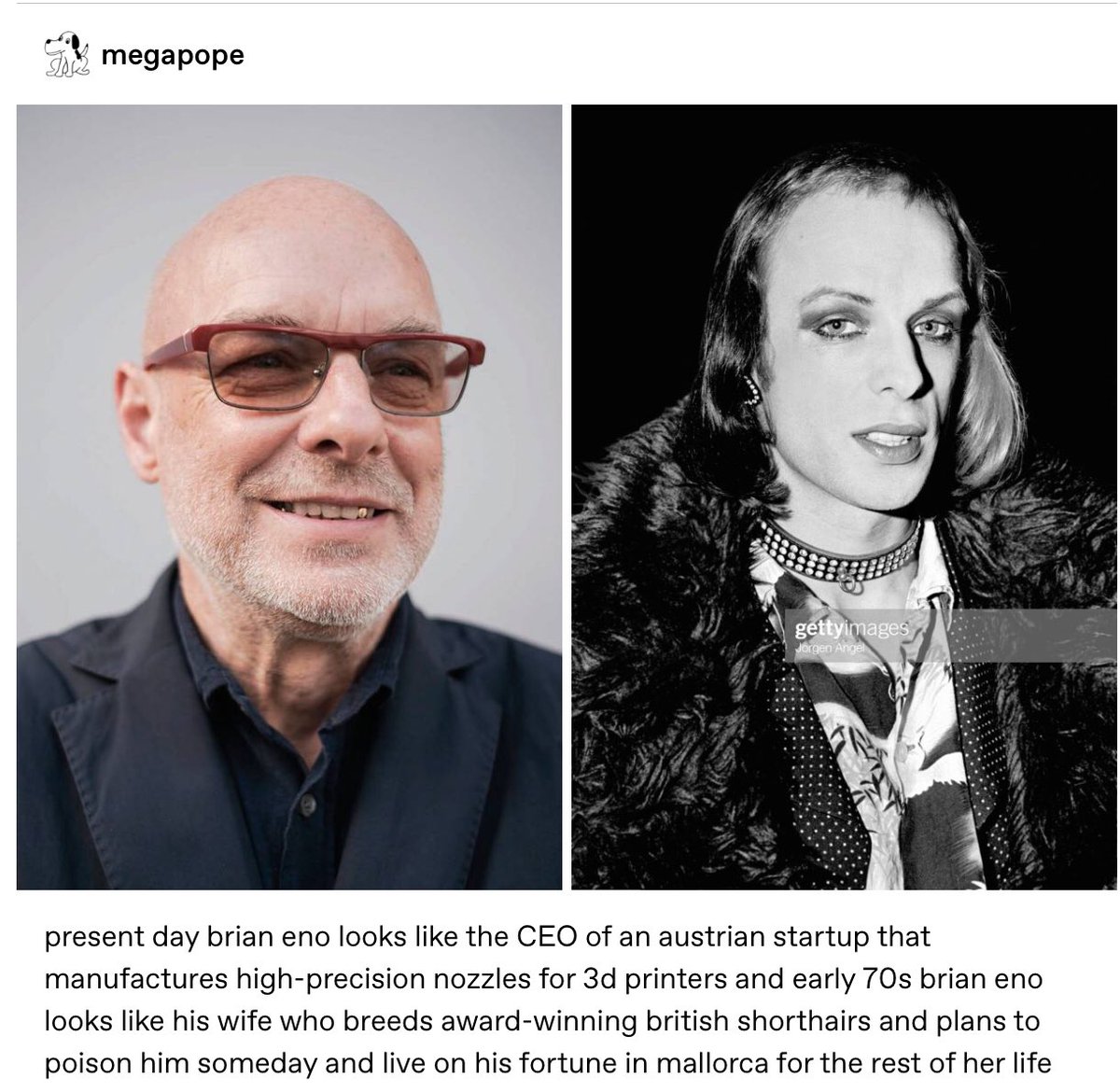 「Happy brian Eno awareness month to Brian Eno and his wife br」MIRの漫画