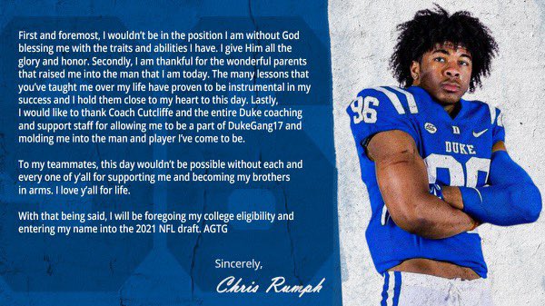 Duke DE Chris Rumph II has declared for the NFL Draft : r/CFB