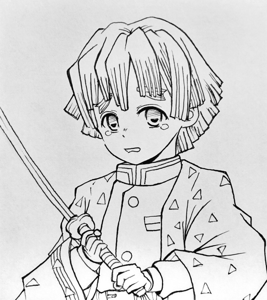 善逸「ペン入れ善逸 鬼滅っぽくなったかな?w 」🌸神原みずき🌸C105 1日目12/29 東ア13a「つちねこ」なれなれ本新刊🌟の漫画