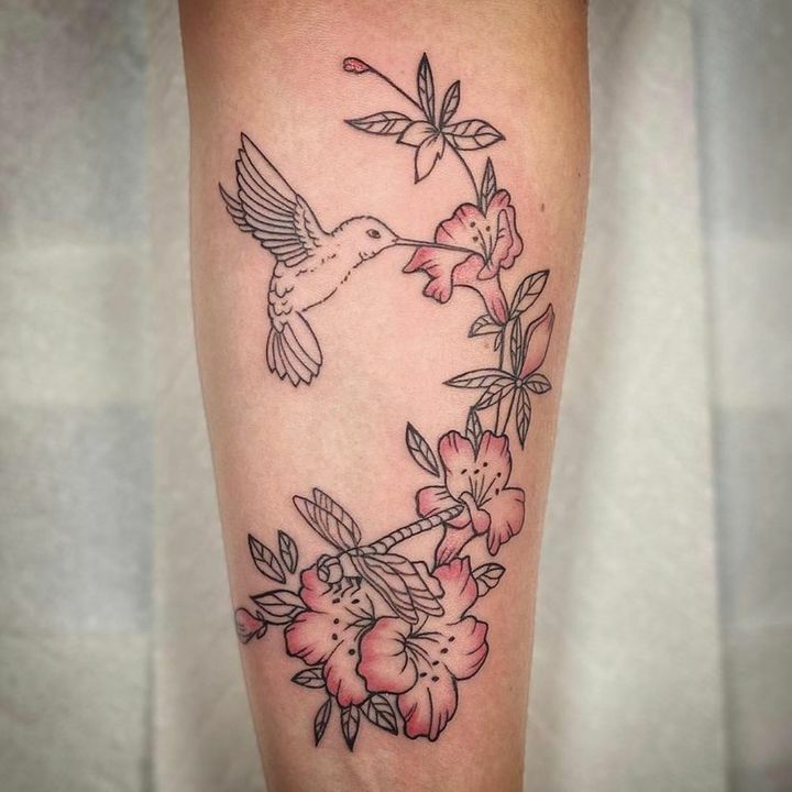 Hummingbirds And Flowers Tattoos