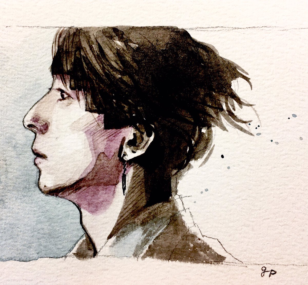 岸辺露伴は動かない #watercolor #fanart 」|ganpukuのイラスト