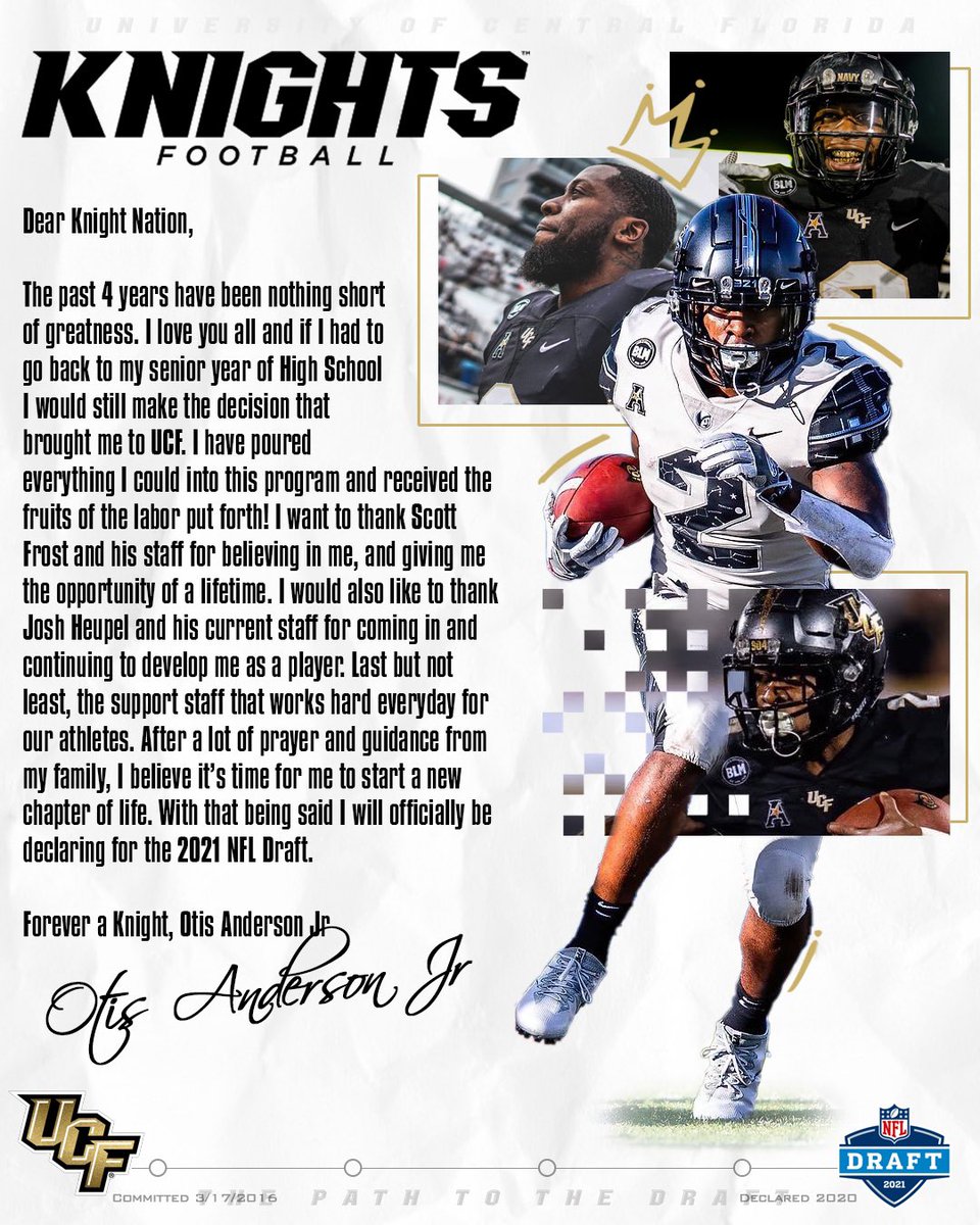 UCF RB Otis Anderson Jr has declared for the NFL Draft : r/CFB