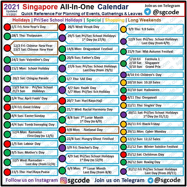 SGCODE (Singapore) on Twitter: "🔴 2021 Singapore All-In-One Calendar (Quick Reference for ...
