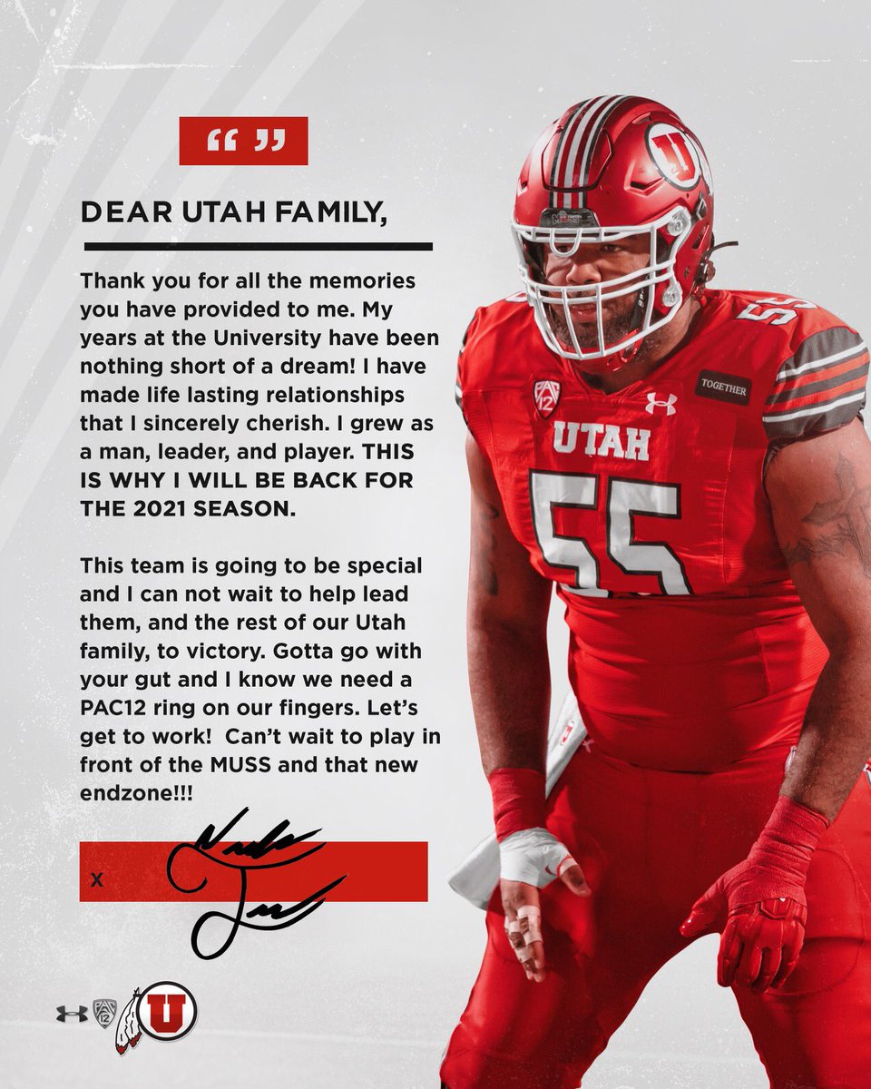 Utah OT Nick Ford will return for 2021. : r/CFB