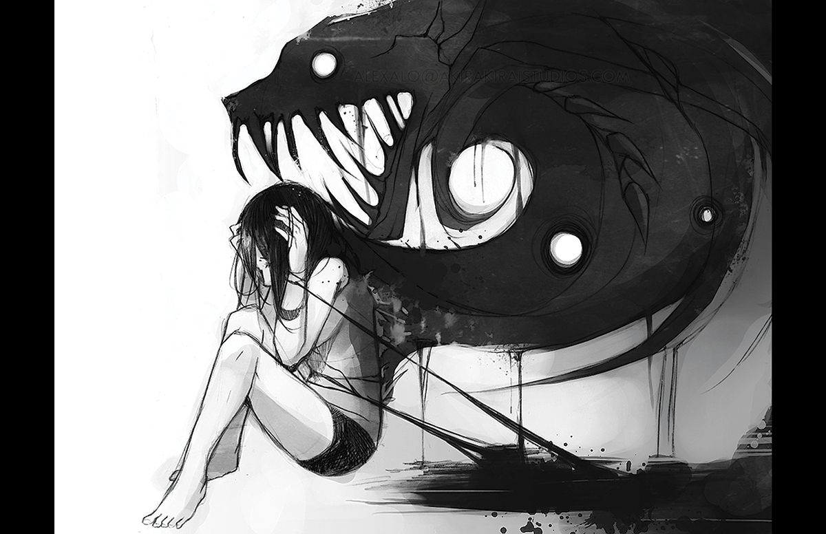 Cartoon Girl Crying In Corner