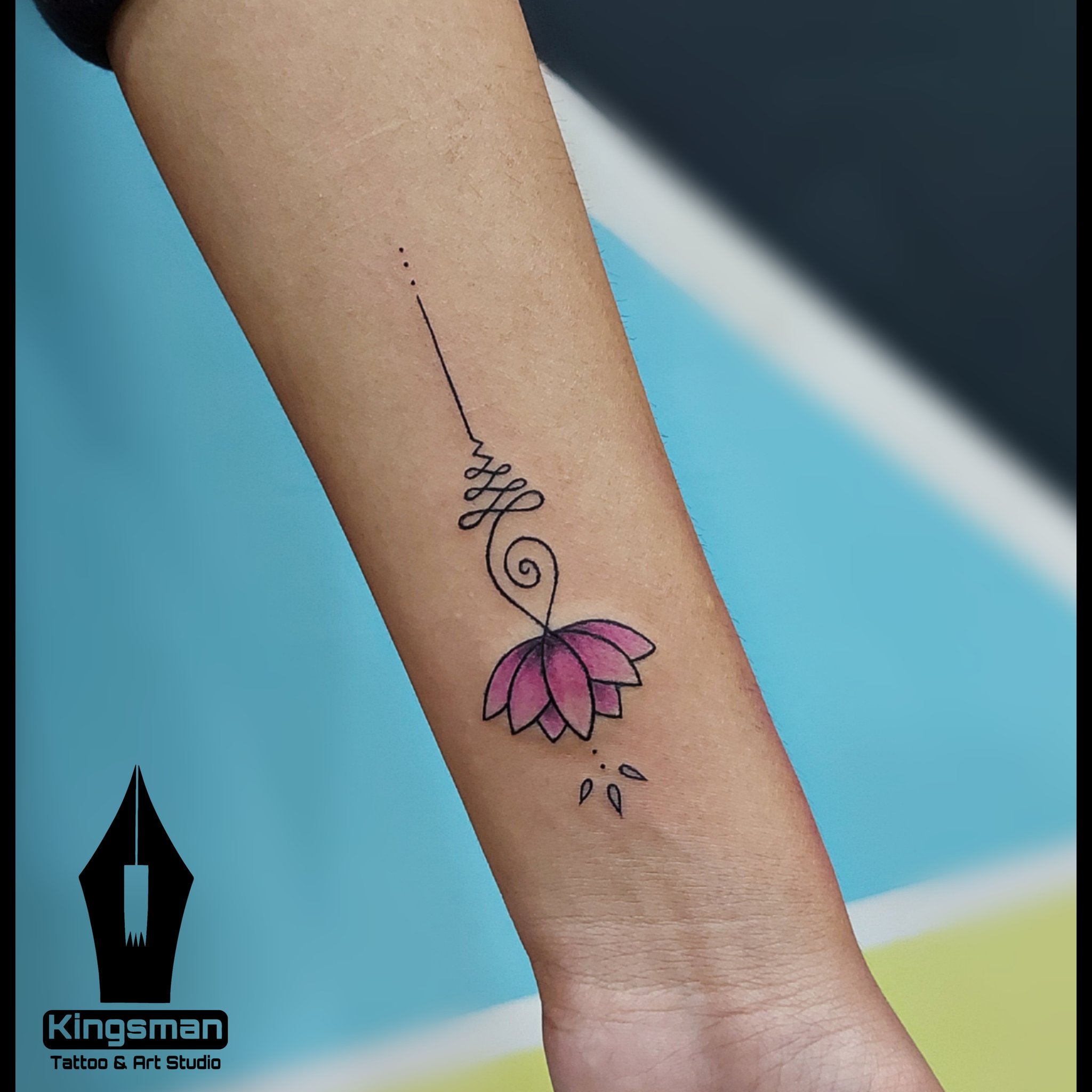 Unalome Lotus Flower Tattoos UNALOME WITH LOTUS TATTOO DESIGN By: Ta