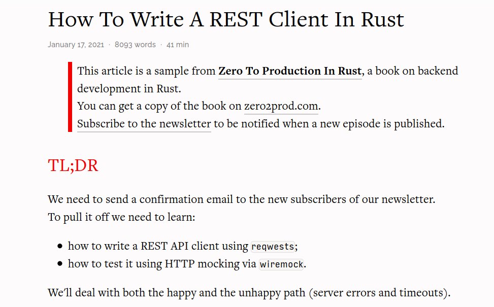 Zero To Production In Rust (@zero2prod) / Twitter