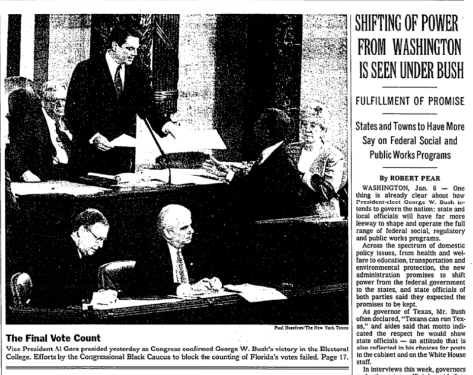 On this day 20 years ago, Congress confirmed George W. Bush's victory ...