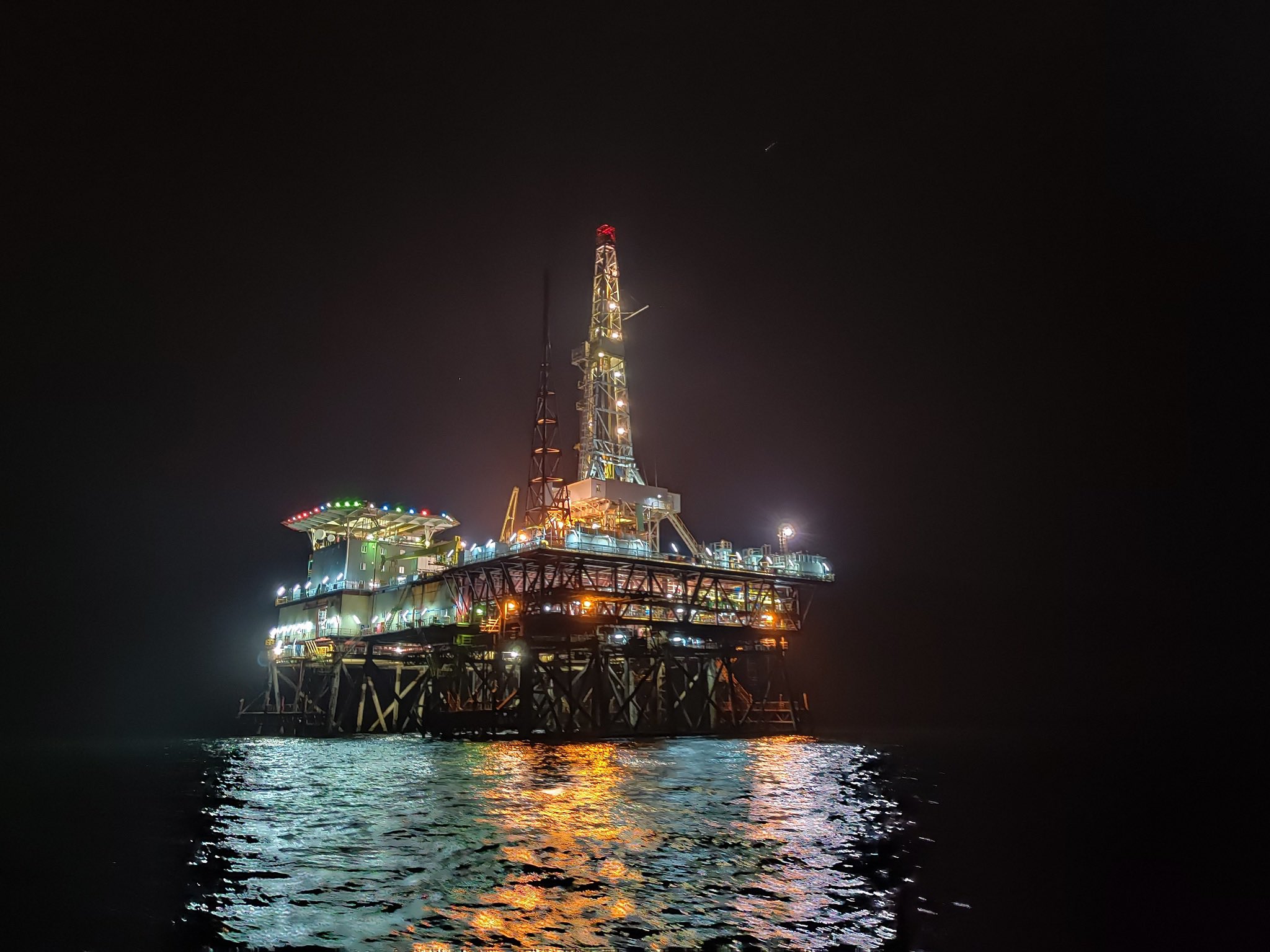 Oil Platforms At Night