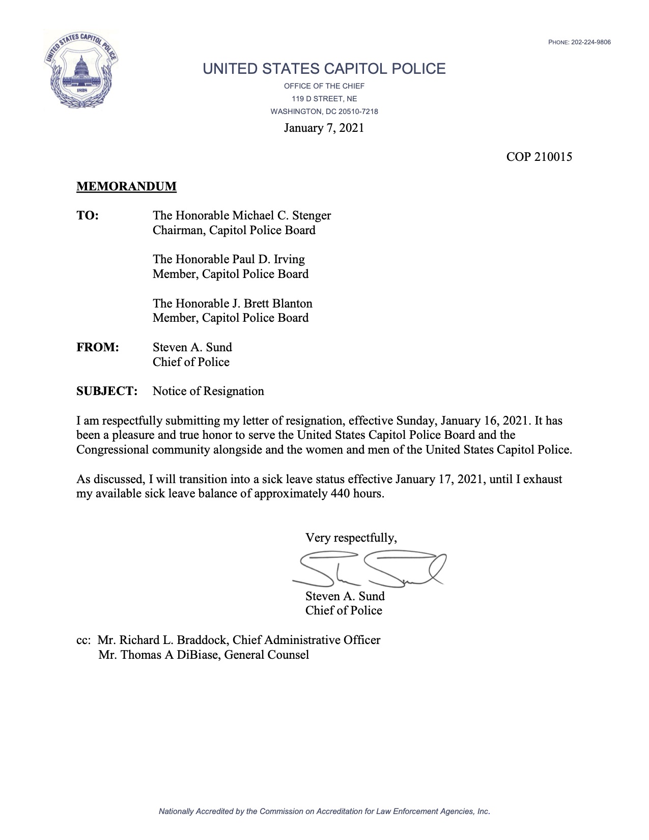 Officer Resignation Letter