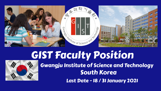 GIST Faculty Position, Gwangju Institute of Science and Technology, Korea