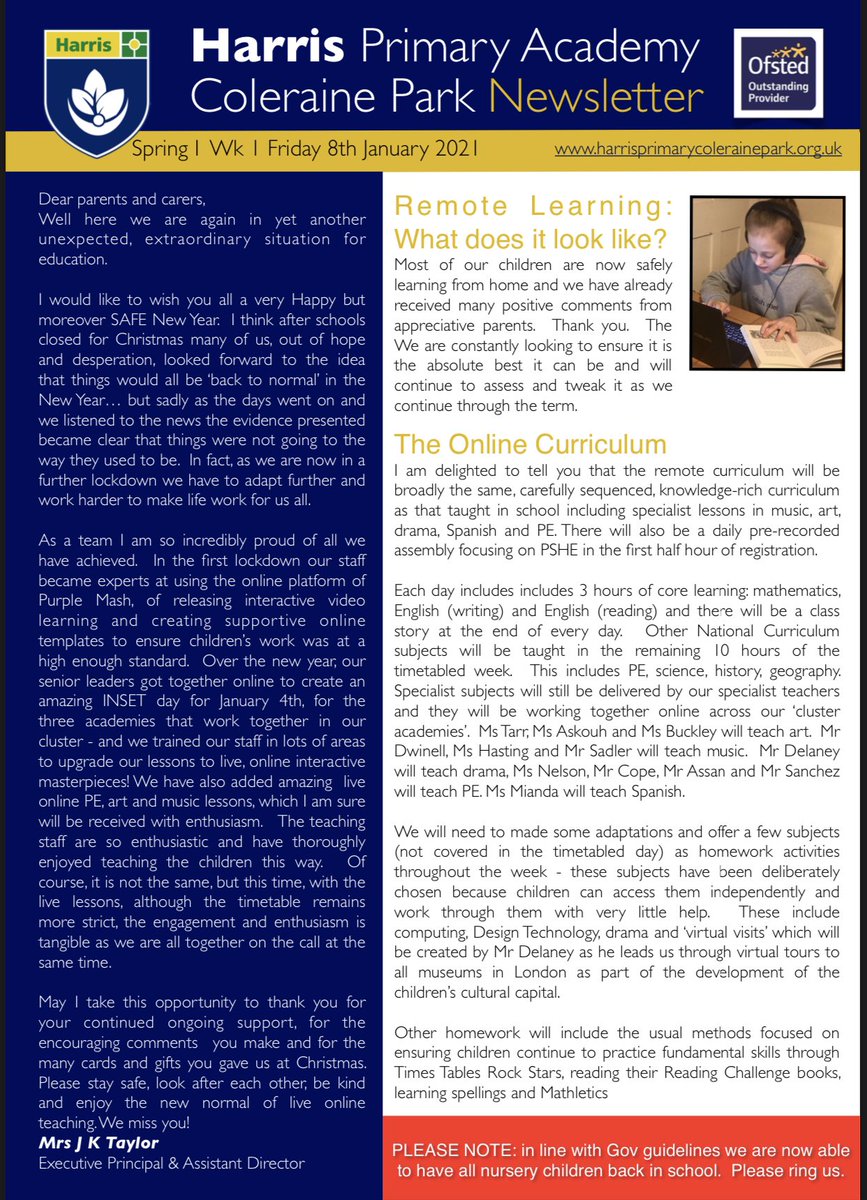 Welcome to Harris Primary Academy Coleraine Park