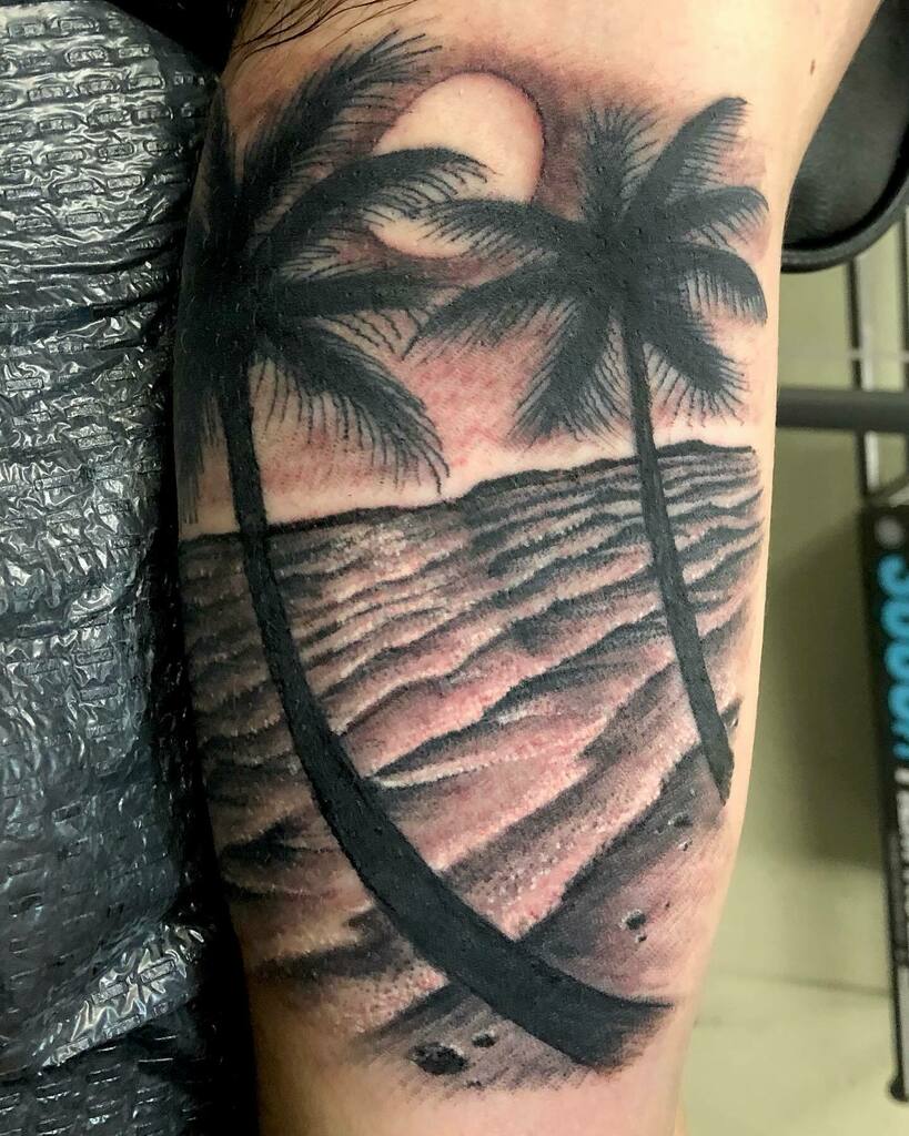 Realistic Sunset Tattoo