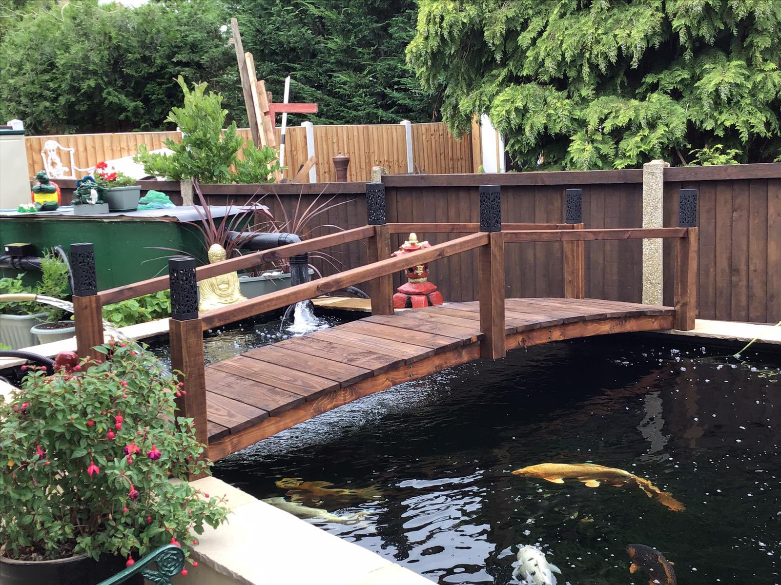Backyard Koi Pond With Bridge