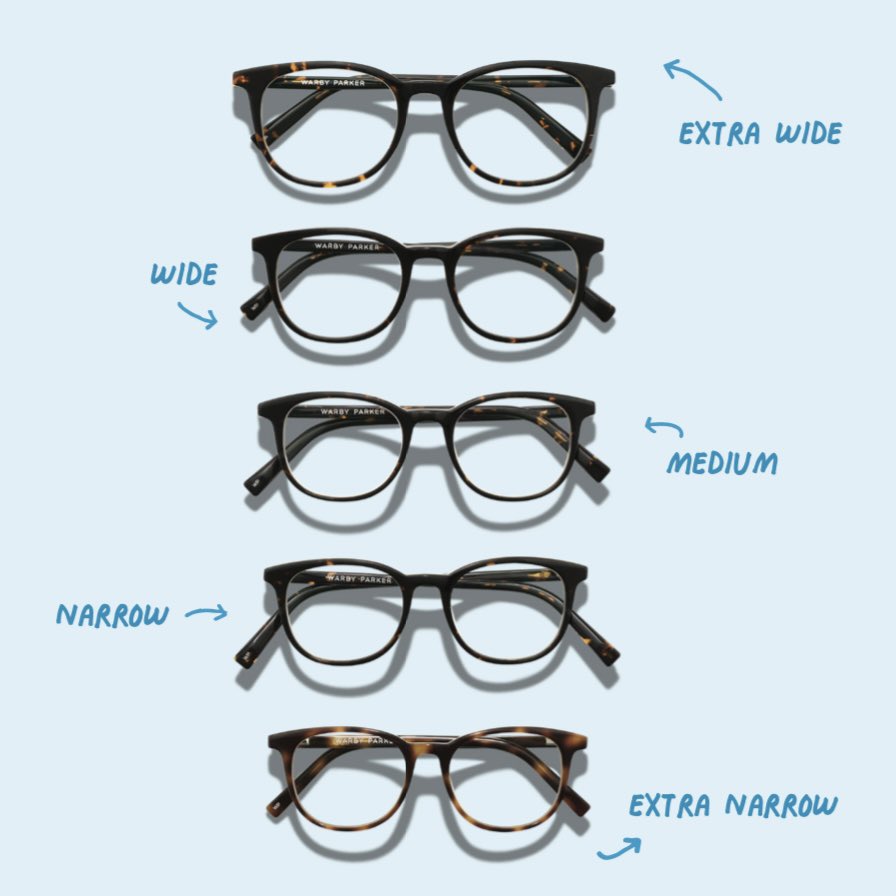 Warby Parker on Twitter: "Each frame is assigned a frame width ⤵️ Start with a medium frame ...