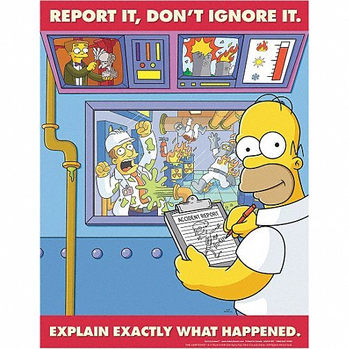 Simpsons Safety Posters 22 In X 17 In Nominal Sign Size, No Protective