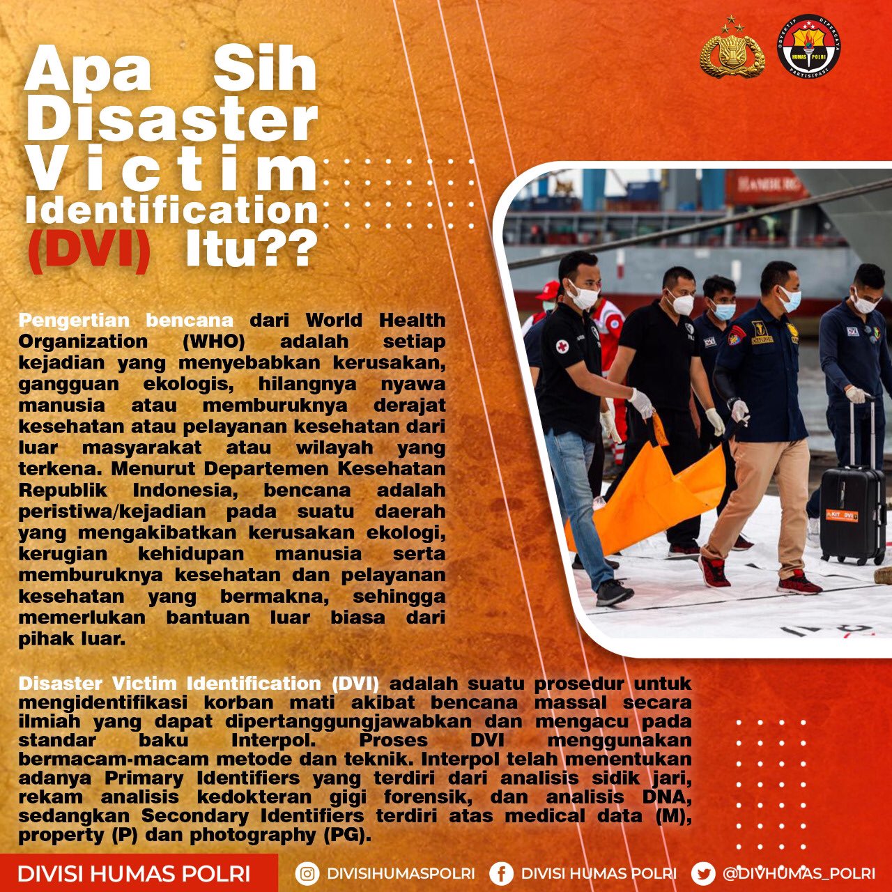 Logotipo Dvi Polri DVI Kembali Identifikasi 2 Korban SJ 182, Termasuk