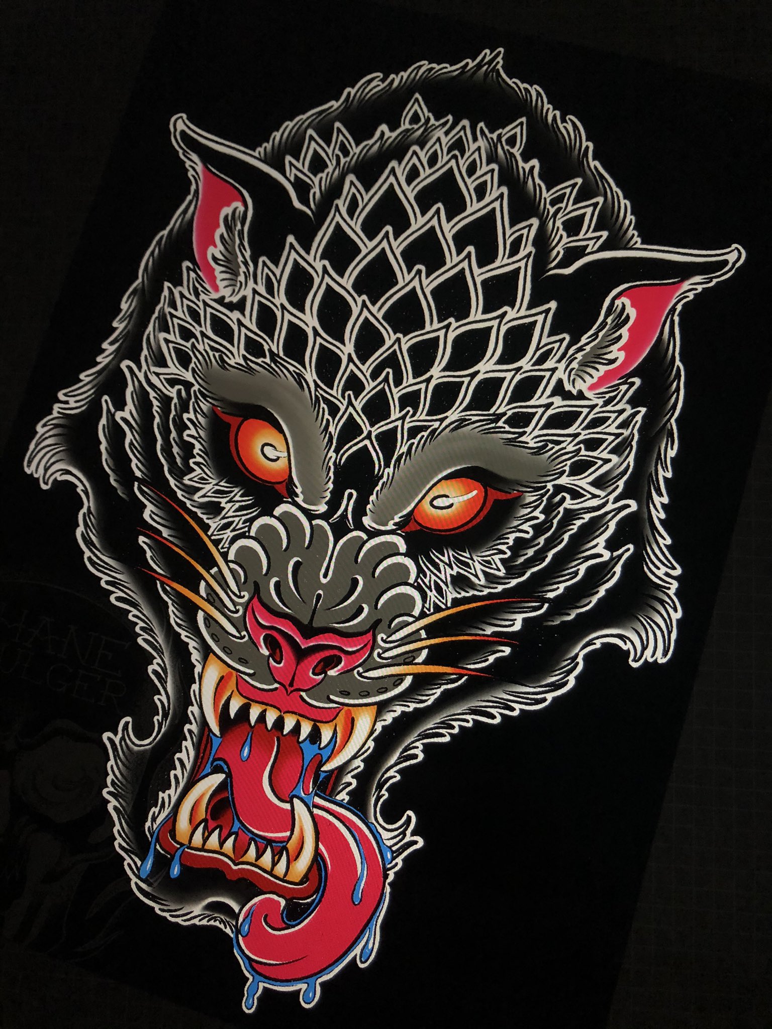 Traditional Wolf Tattoo Flash