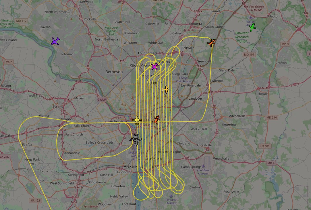 Fascinating air traffic over DC today as various surveillance aircraft ...