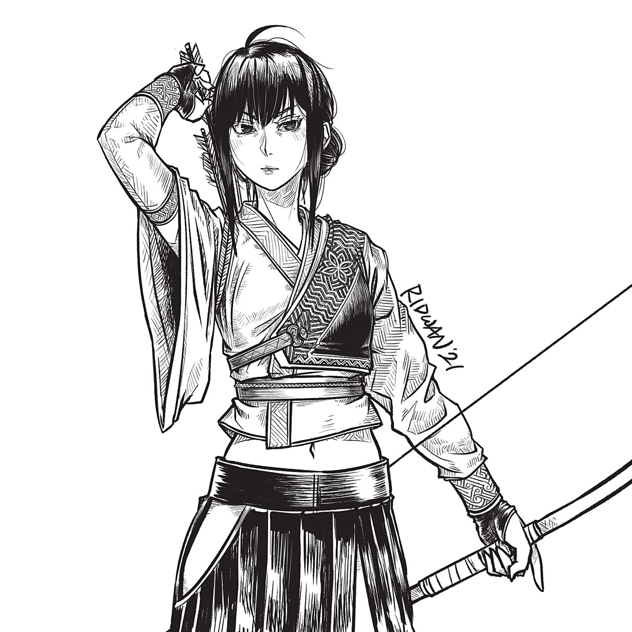 Female Archer Drawing