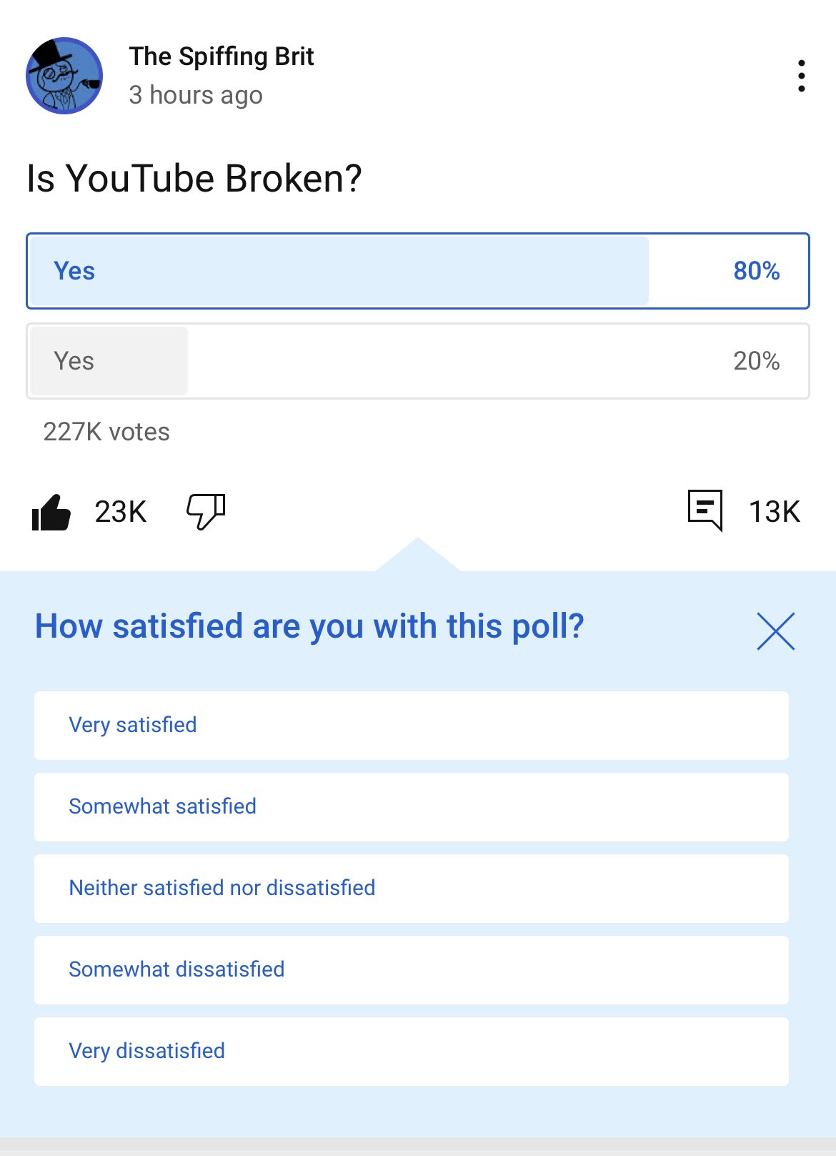 The Spiffing Brit on Twitter: "To counter poll spam YouTube Has added a second poll... I love it ...