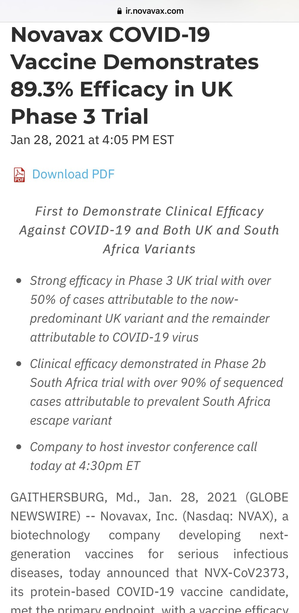 方舟子 on Twitter: "Novavax新冠疫苗3期临床试验中期数据，15000多人参与试验，62人感染，56人在对照组，6人在疫苗组，保护效力89.3%。这是蛋白质疫苗，用的是完整的 ...