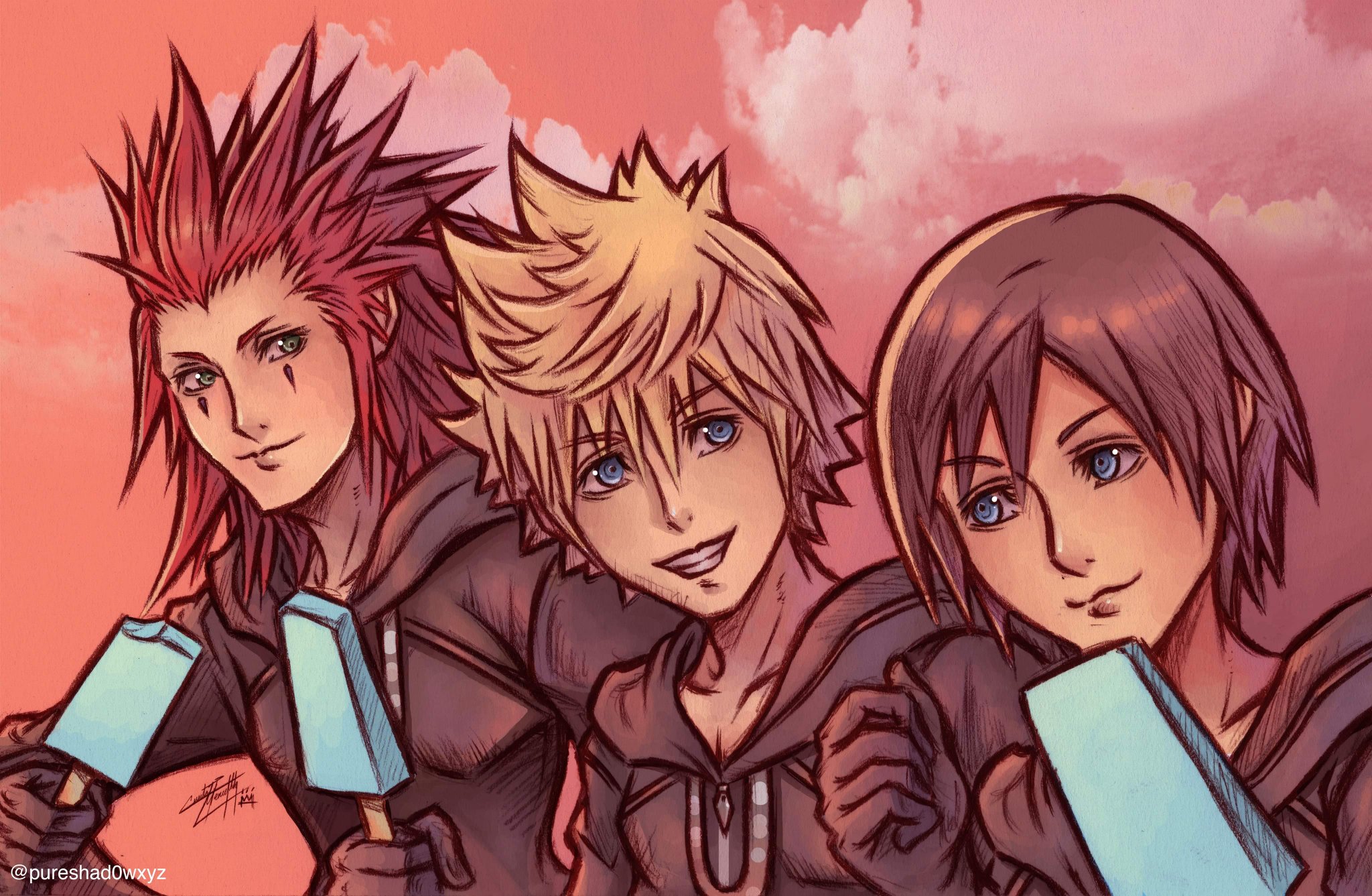 Kingdom Hearts Roxas And Axel And Xion