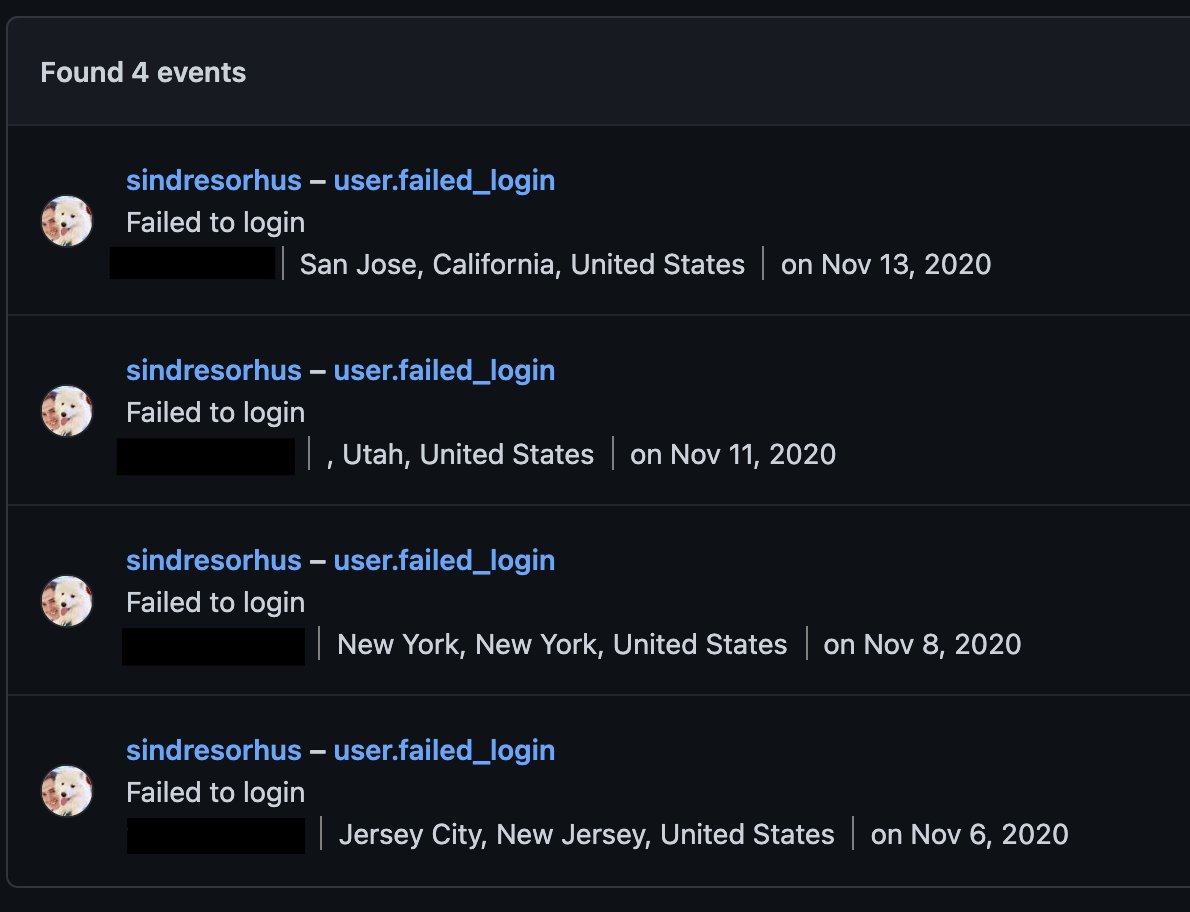 Sindre Sorhus on Twitter: "Someone in the US really wanted to get into my account in November :P…