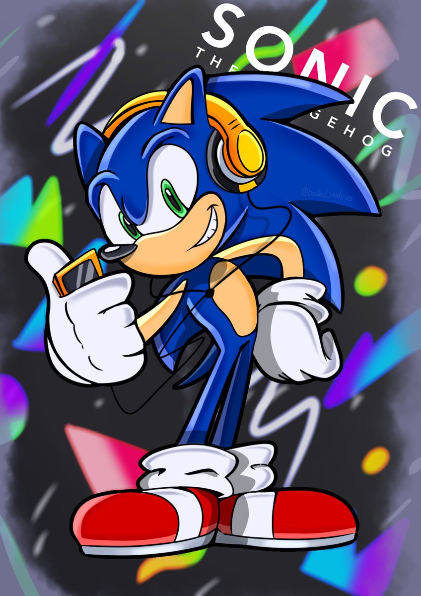 Sonic The Hedgehog Wearing Headphones