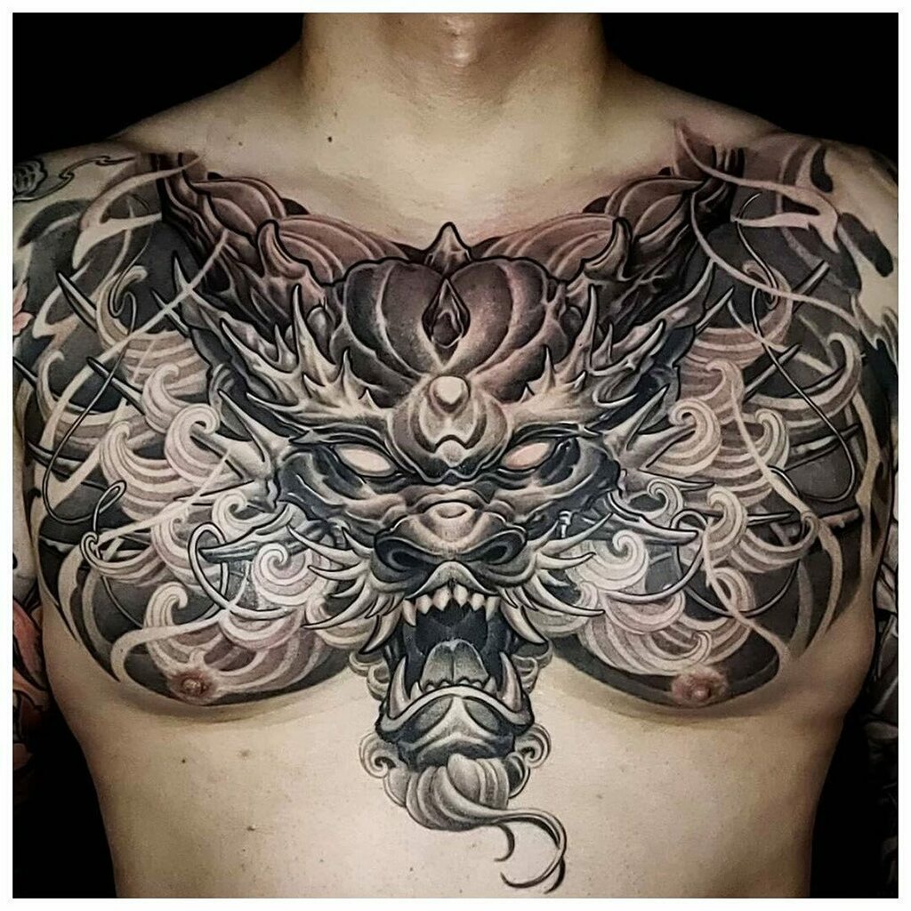 Japanese Chest Tattoo Design