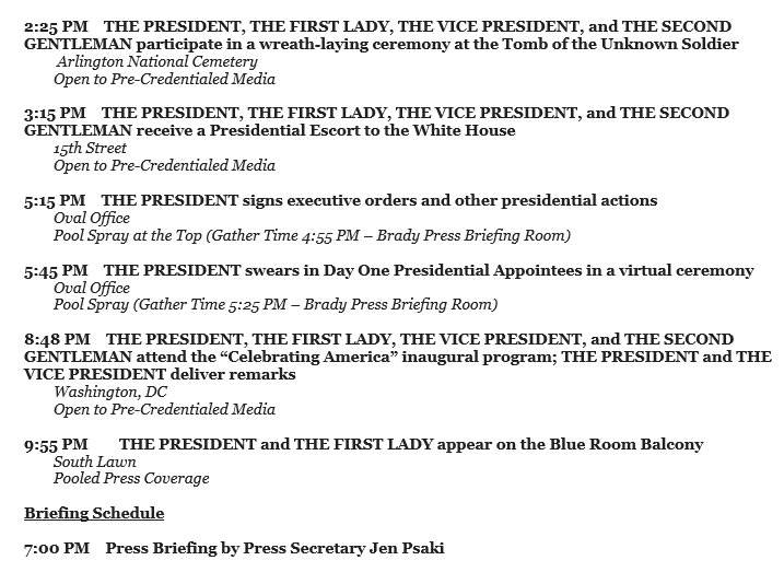 Here's Biden's public schedule for tomorrow. (Public schedules don't ...