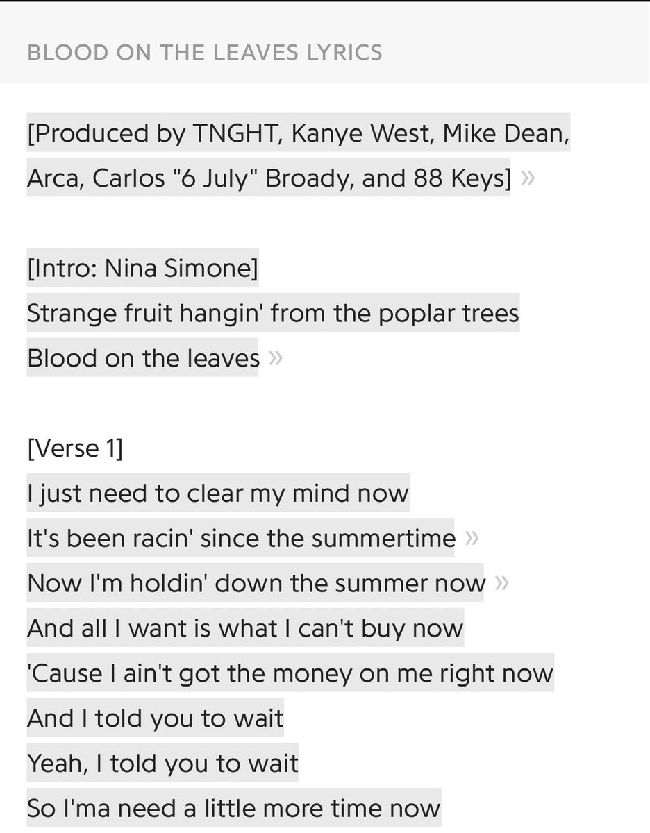 Blood On The Leaves Lyrics