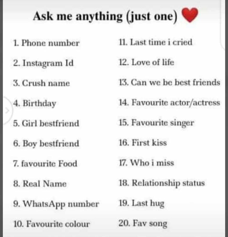 10 Questions About Me For Instagram