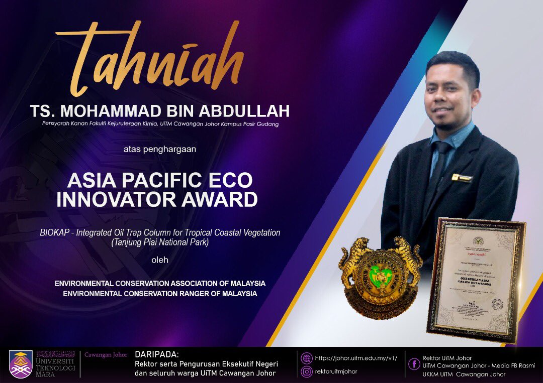 UiTM Johor on Twitter: "Tahniah diucapkan kepada Ts. MOHAMMAD BIN ABDULLAH Pensyarah Kanan ...