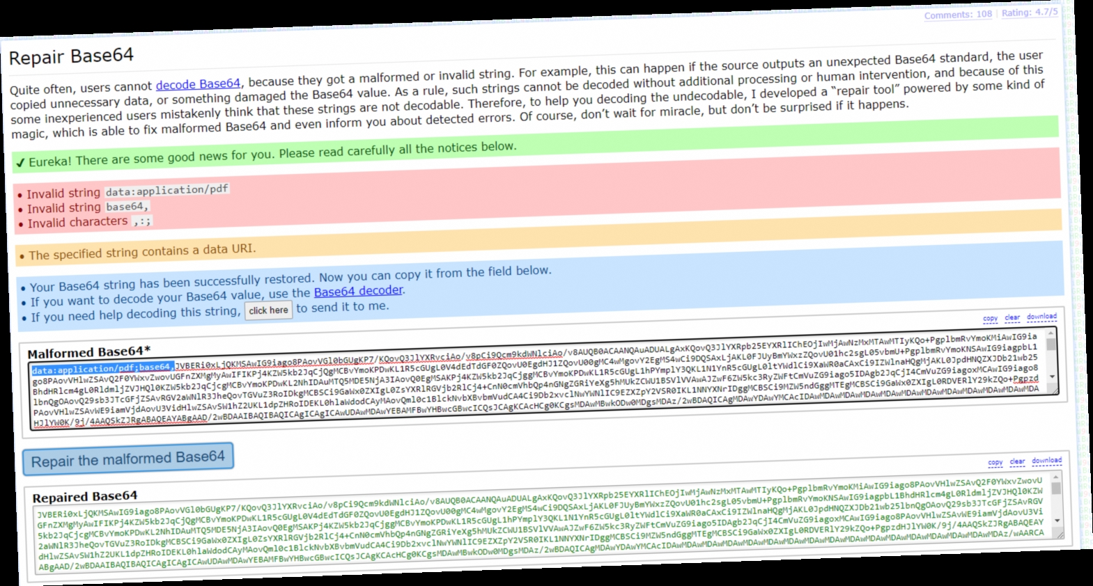 download encoded base64 pdf file javascript / Twitter