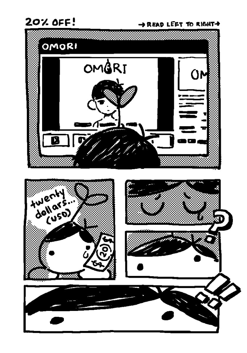 「OMORI is 20% off until 2/13 10AM PST as part of steam's dail」OMORIの漫画