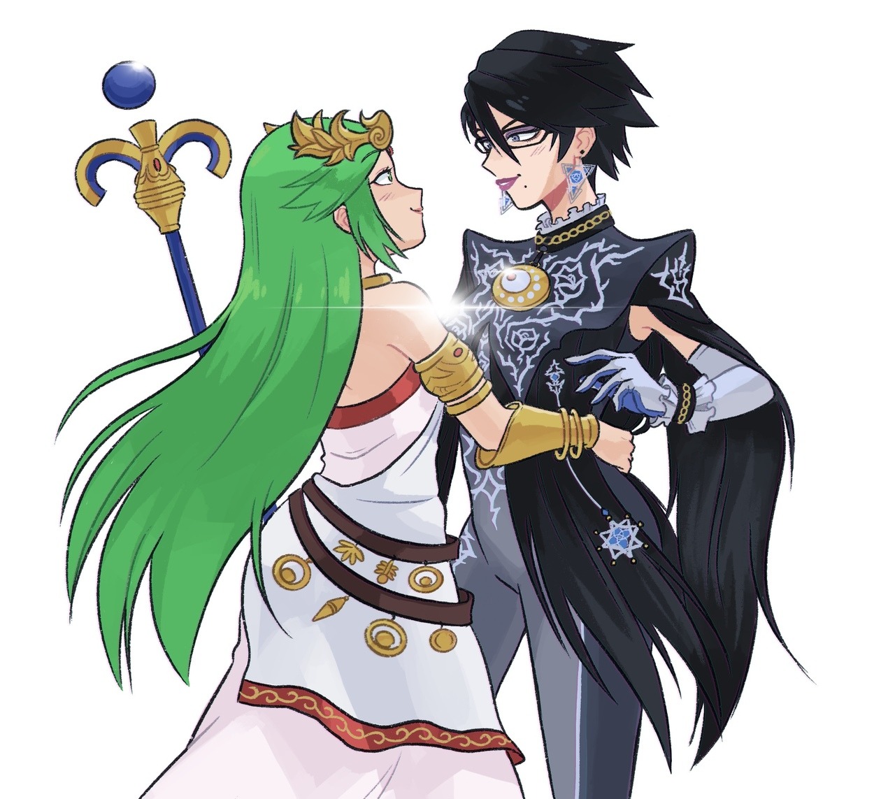 Palutena And Pit Kiss