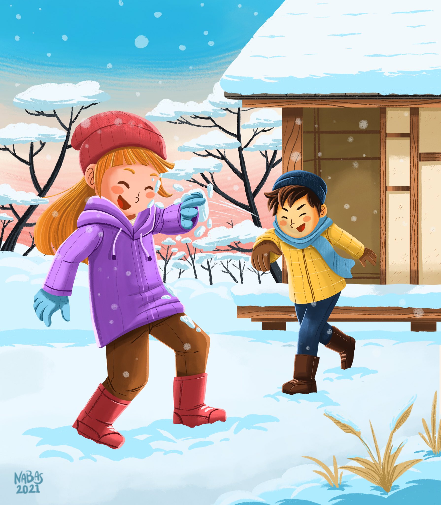 Snowball Fight Cartoon