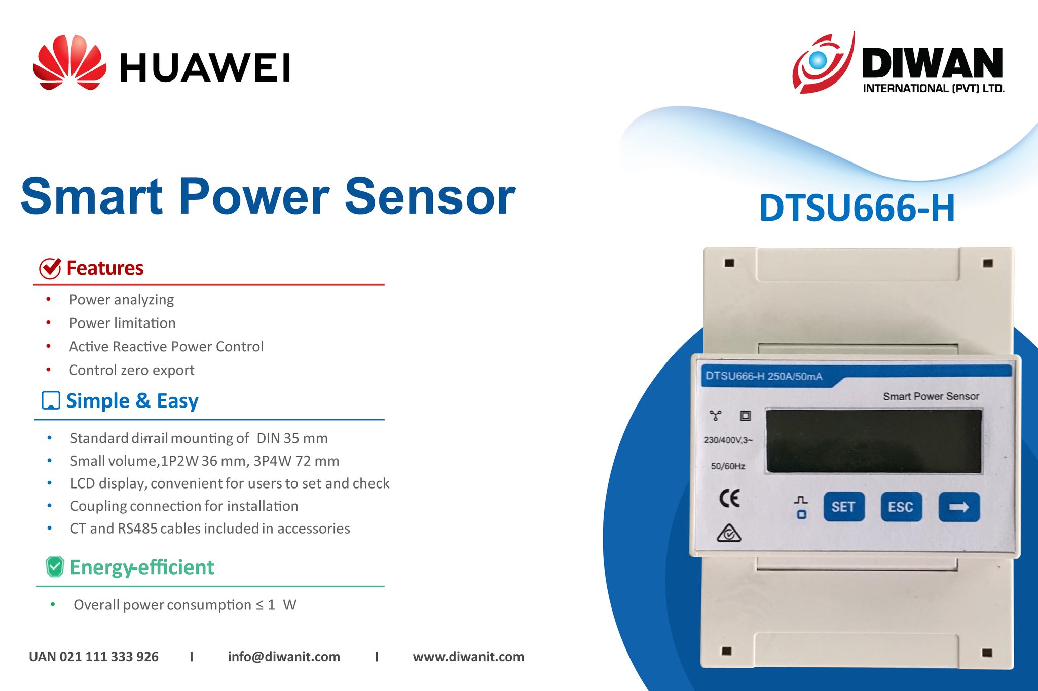 HUAWEI Smart Power Sensor DTSU666-H 250A/50mA SmartMeter, 43% OFF