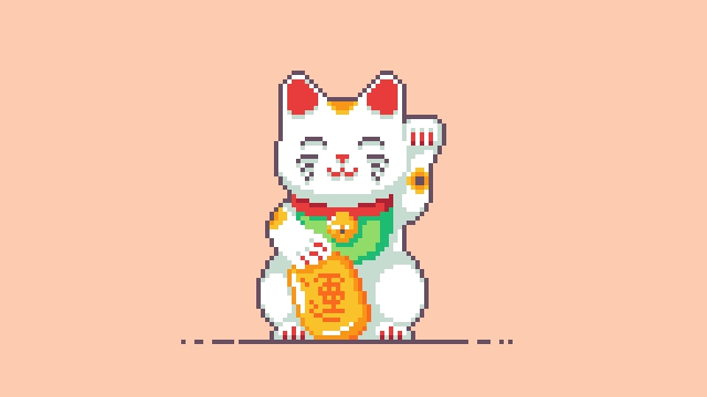Maneki/Lucky Cat Pixel Art | atelier-yuwa.ciao.jp