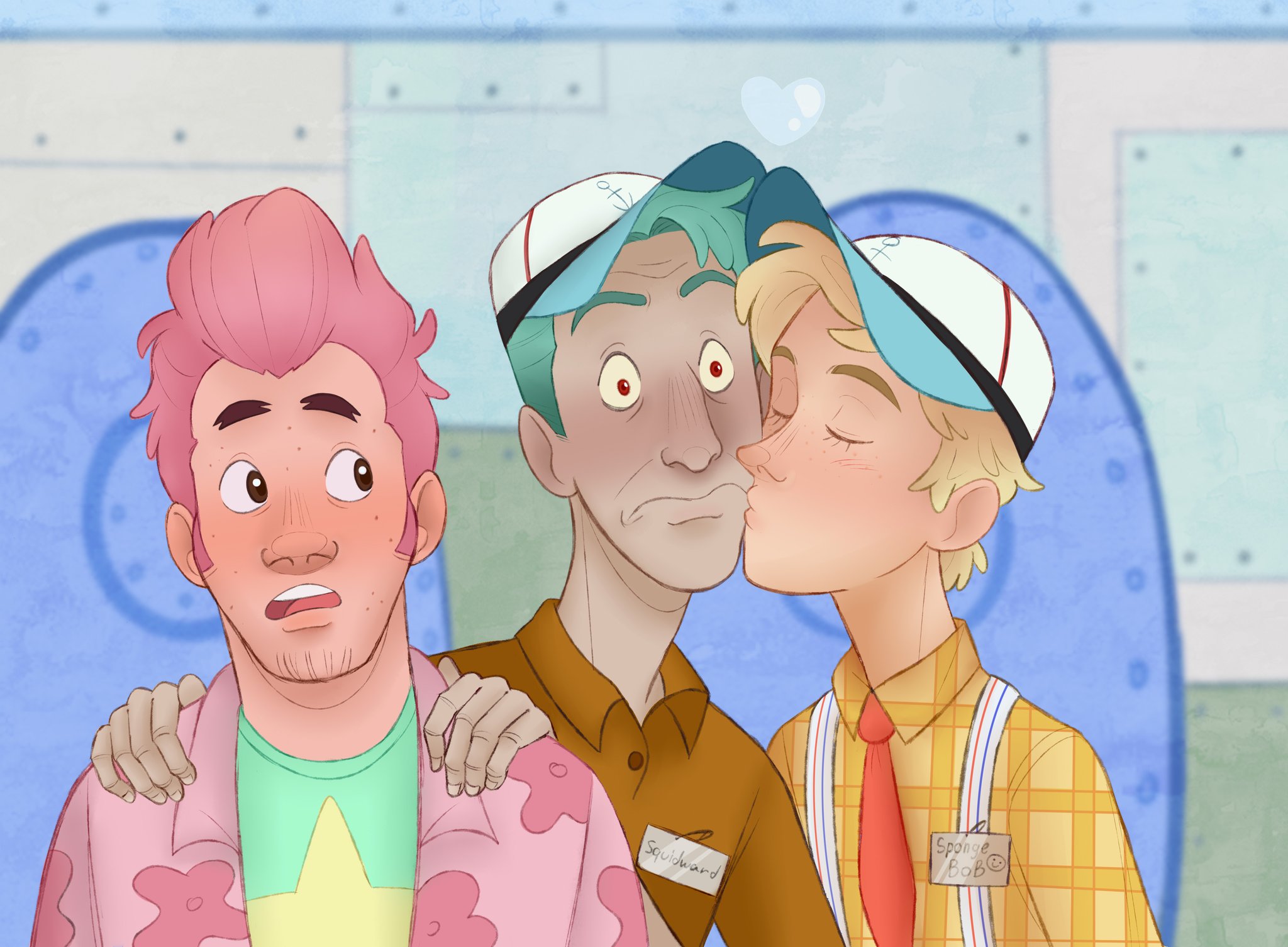 Spongebob And Patrick Kissing On The Lips