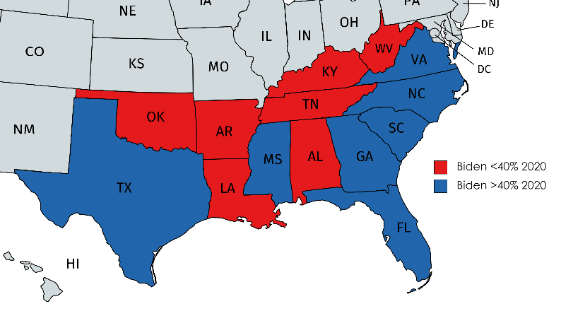 the recent intra-southern mini-realignment : r/USElectionMaps