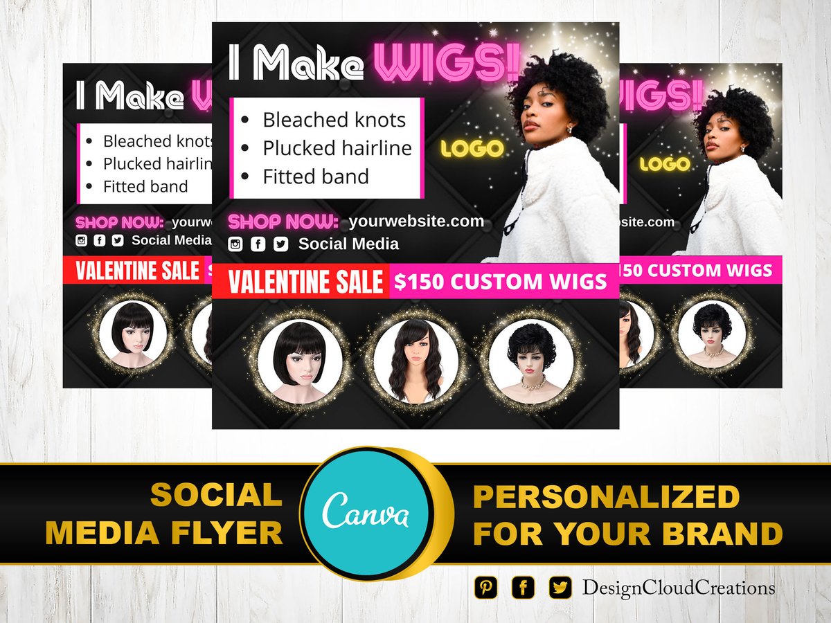 Shop Our Wigs Social Media Flyer Design & Templates Stationery Graphic ...