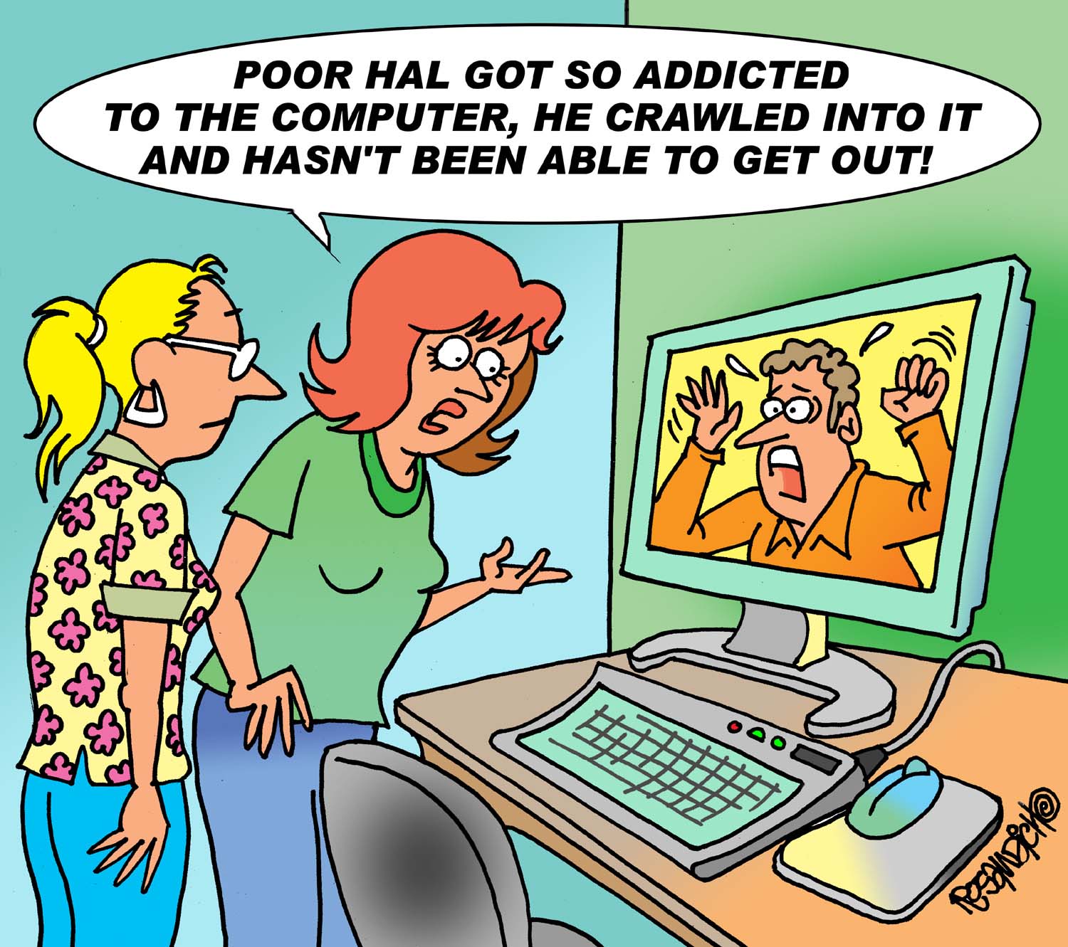 Computer Addict Cartoon