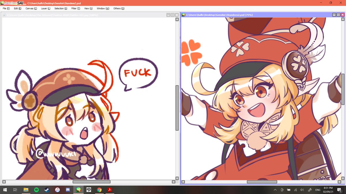 「some pose ideas for Jean and Klee but I might have to delay 」wuuki@busyの漫画