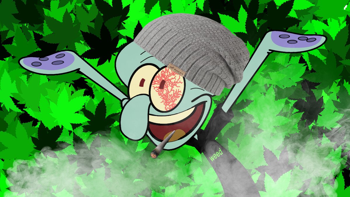 Squidward Smoking Weed