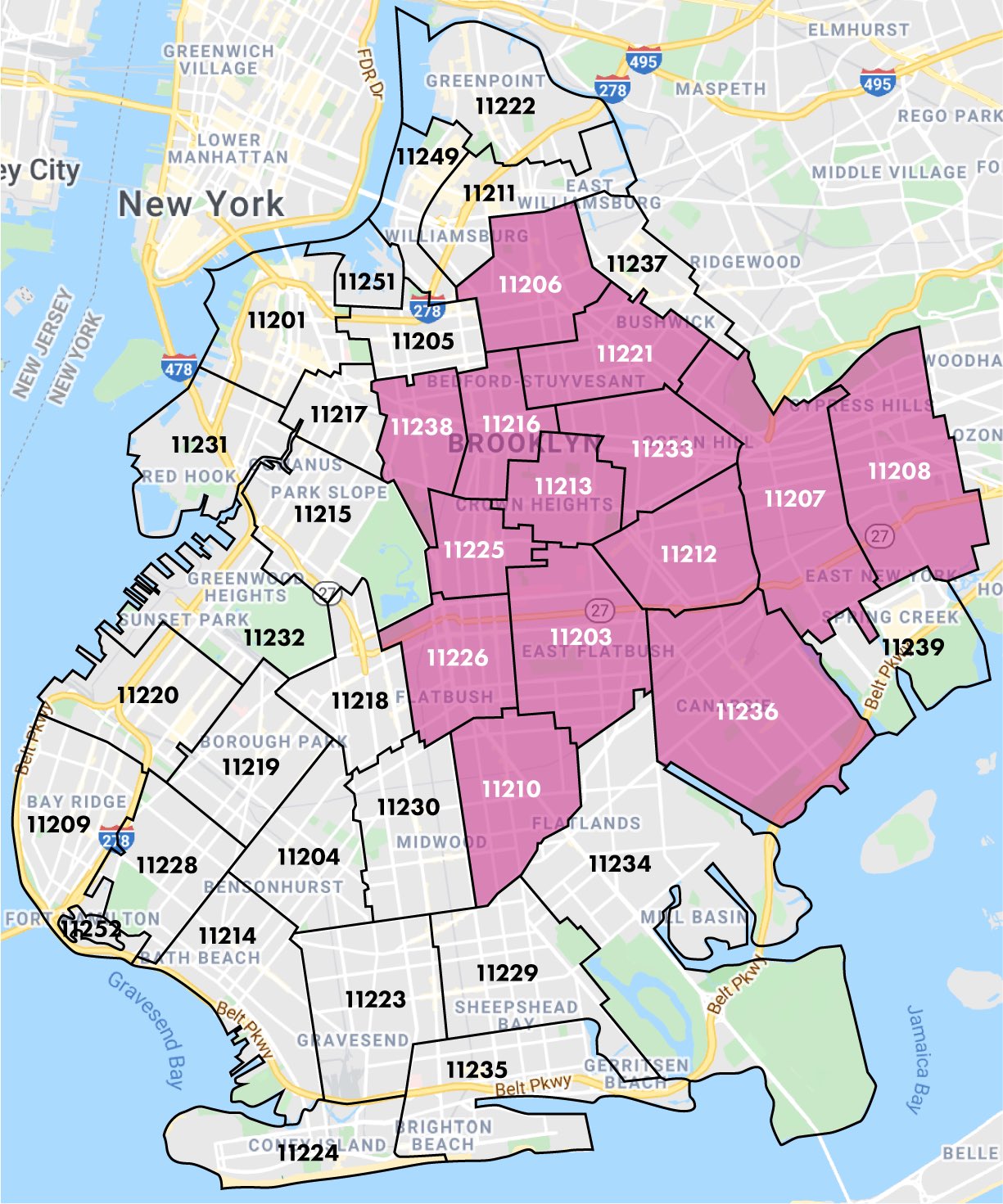 Brooklyn Neighborhood Map Zip Codes Brooklyn ZIP Code Map | Brooklyn
