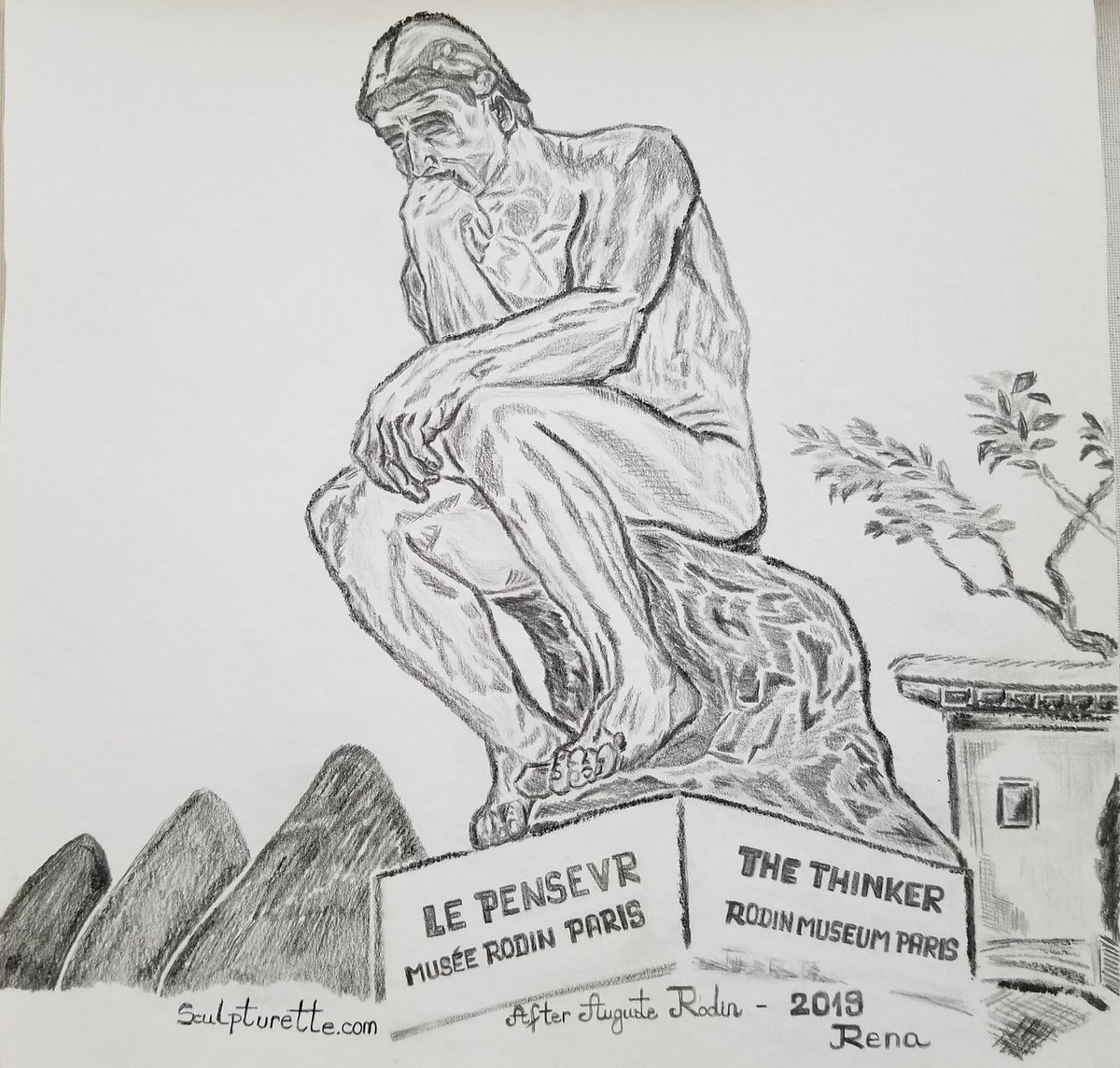 Rodin The Thinker Drawing